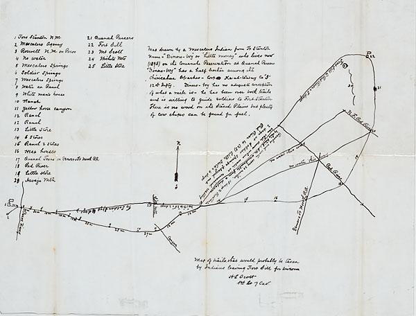 Indian Wars Apache Map Drawn by Hugh L. Scott, 7th Cavalry,