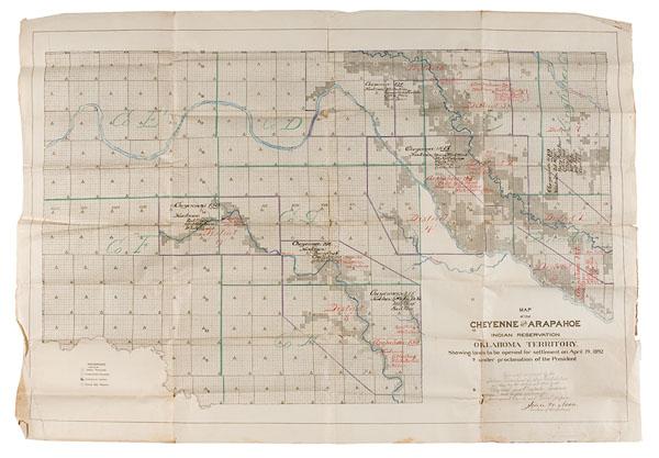 General Thomas Ruger's Cherokee-Arapahoe Land Rush Map,