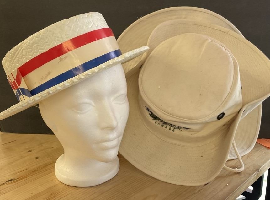 Vintage 1970’s Styrofoam Campaign Hat, Two Tilley Hats