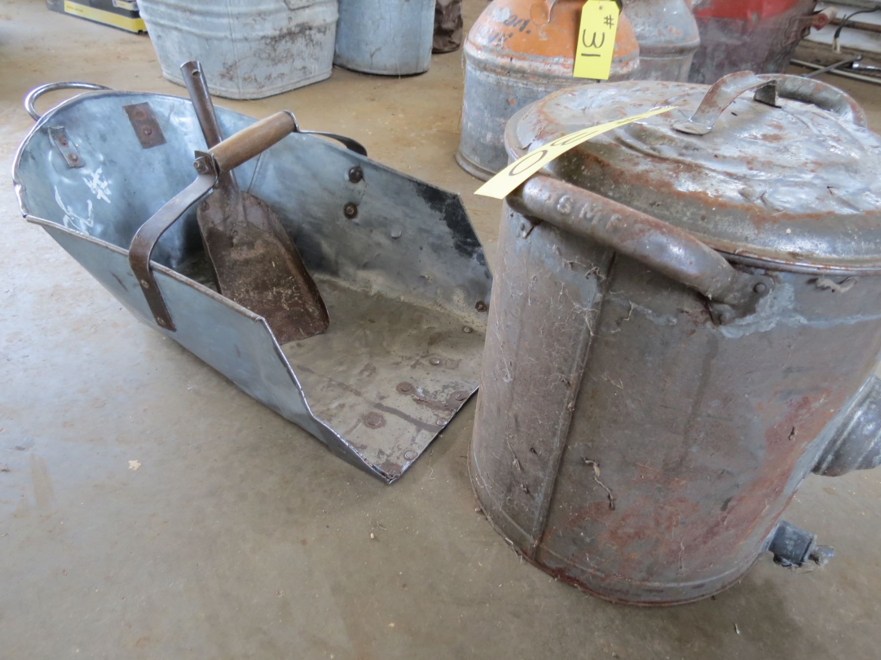 3 GALLON BUTTER CHURN, ASH PAN & SHOVEL