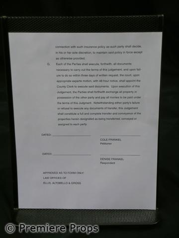 Crossing Over Denise (Ashley Judd) Divorce Papers Movie Props