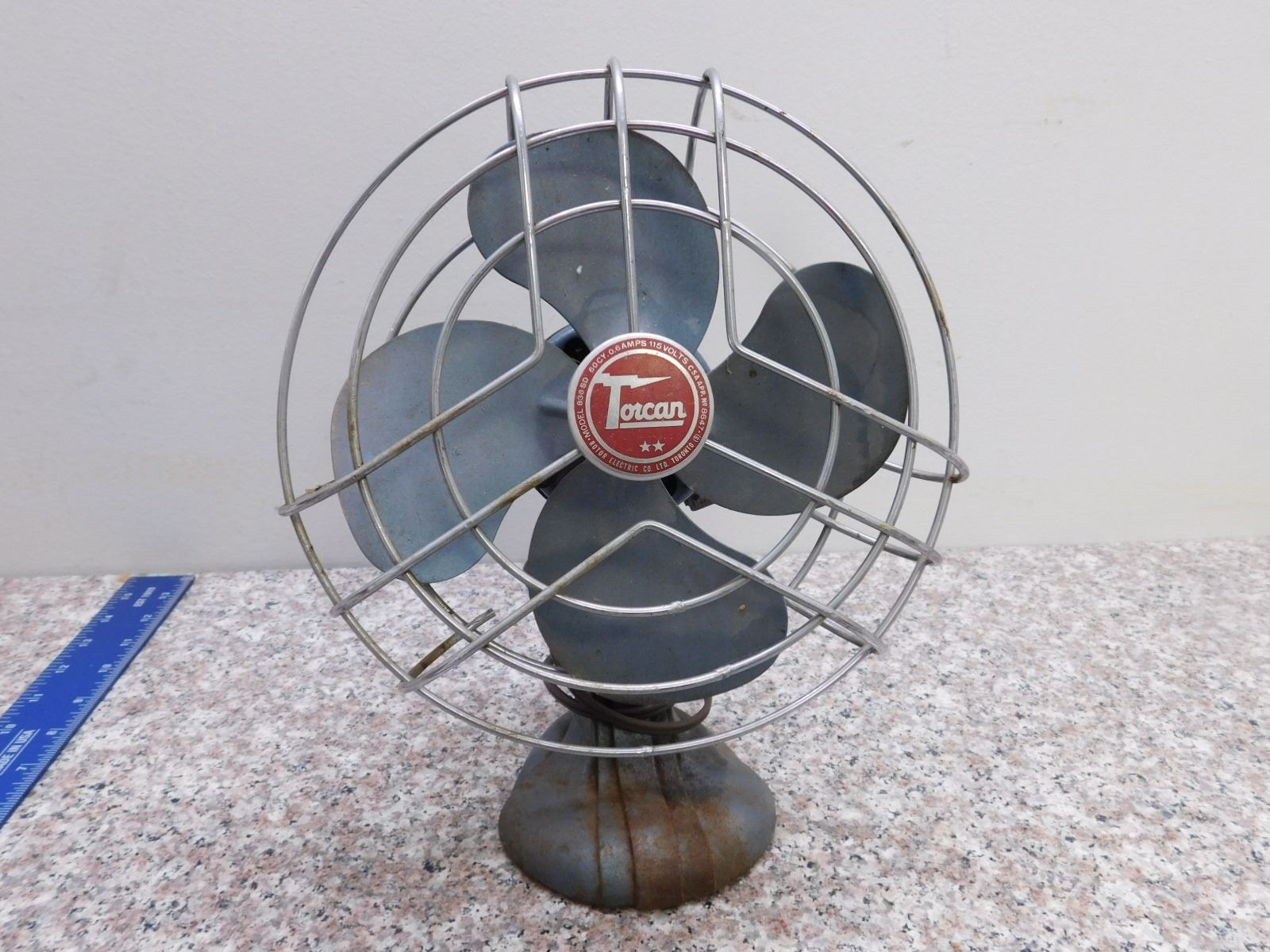 Torcan Desk Fan Metal Industrial Farm Rustic Collectible Estate Antique