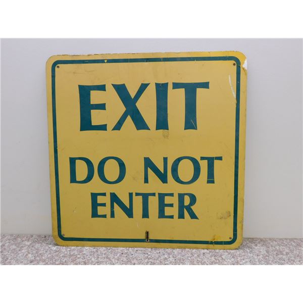 Exit Sign Yellow 24" x 24" Rustic Decor Collectible Industrial Antique
