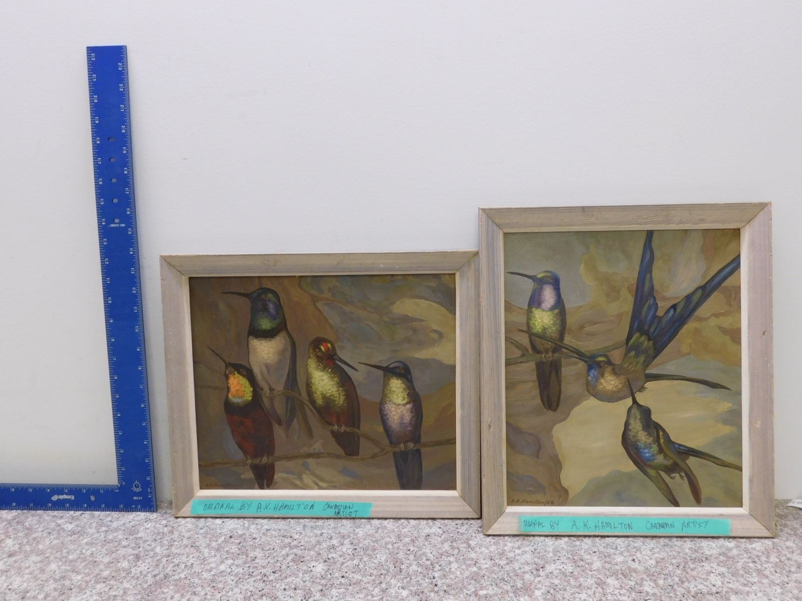 Original Painting Canadian Artist Alexander Keith Hamilton Oil Birds Pair