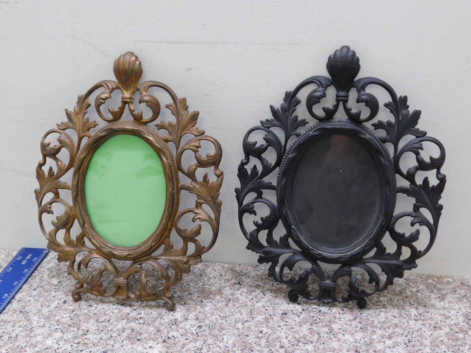 Pair Cast Iron Art Deco Frames Filigree Ornate