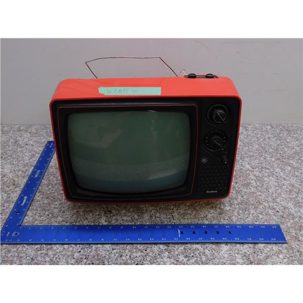Vintage 1979 Red Portable TV Works Bradford