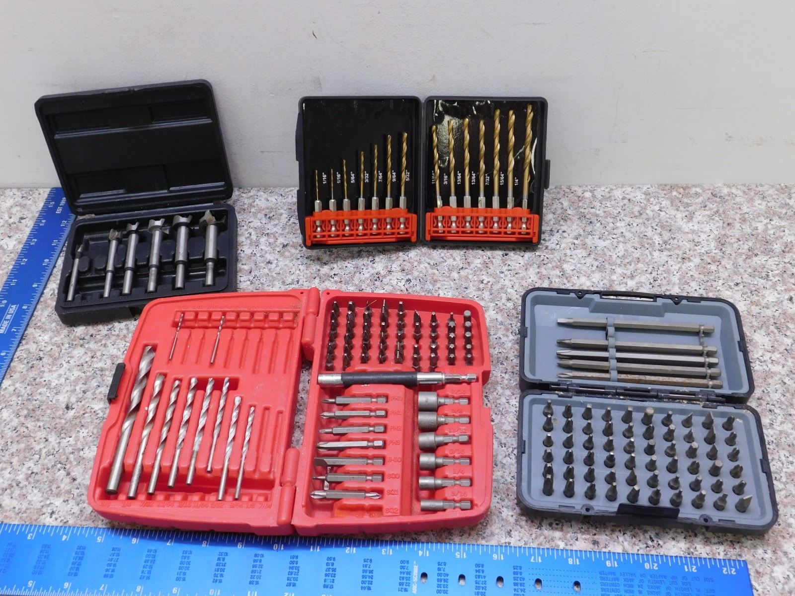 4 Bit Sets With Cases Screwdriver Drill Craftsman Mastercraft Handyman Mostly Complete