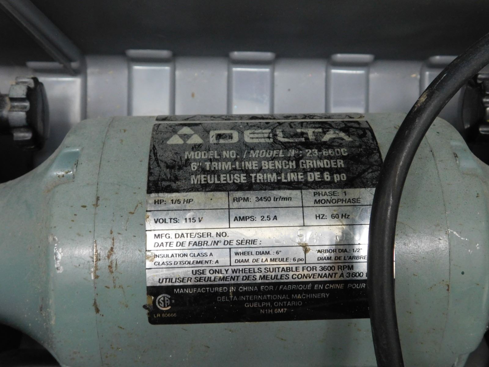 Delta Model 23-660C 6in Bench Grinder With 26" Maximum Tool Box