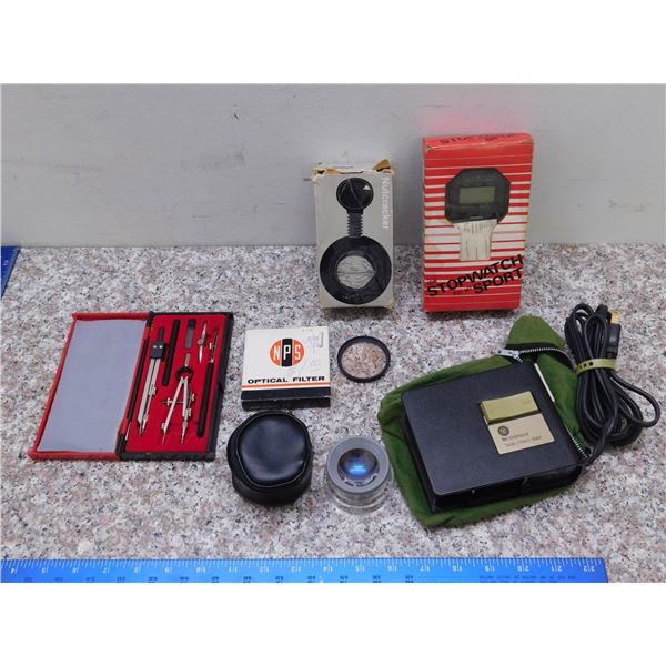 Bundle of Misc Vintage Gadgets Stopwatch Tie Press