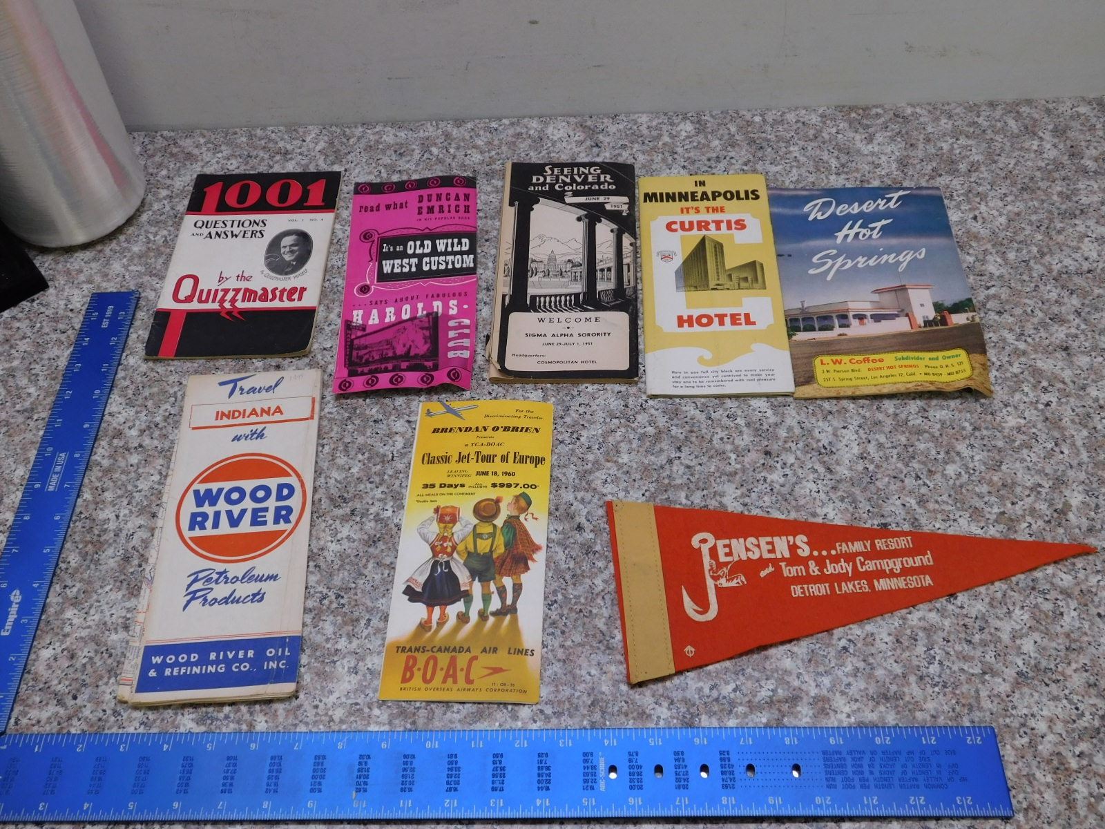 Lot of 8 Vintage Brochures Pamphlets Maps Travel Souvenir Quiz Book ...