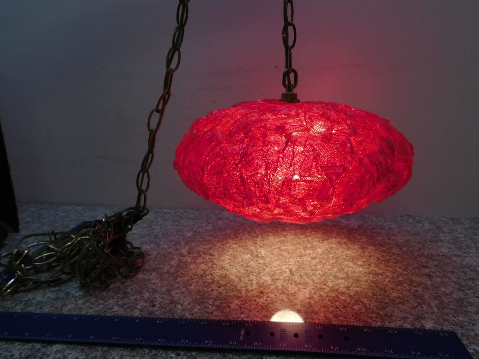 Candy Red Ribbon Spaghetti UFO Plastic Shade Swag Light Lamp