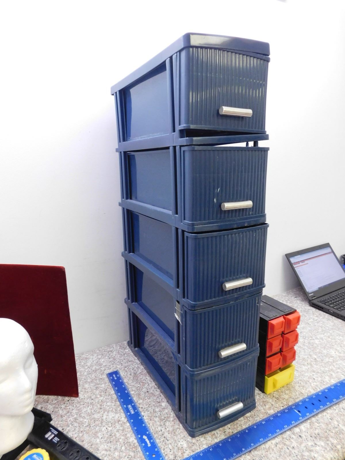 Garage Tool Shed Sorting Shelves Shelf Unit Plastic 5 Drawer Tray and ...