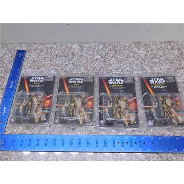 Star Wars Lot of 4 Keychains Die Cast Metal Key Chain Packaged 1997