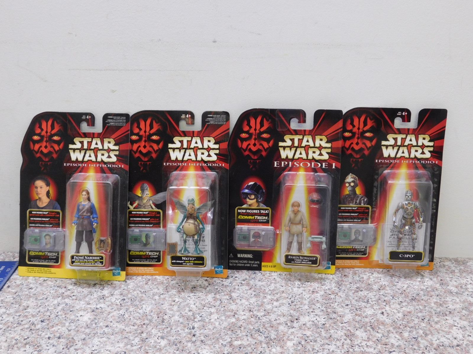 Lot of 4 Star Wars Episode 1 Hasbro 1998 Anakin Amidala C-3P0 Watto