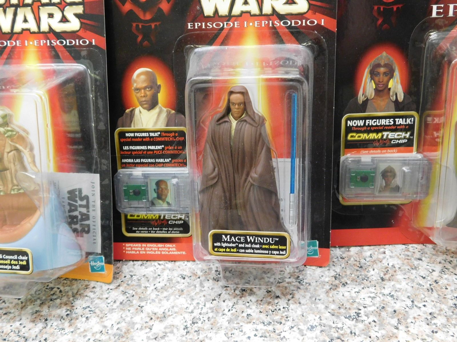 Lot of 4 Star Wars Episode 1 Hasbro 1998 Adi Gallia Mace Windu Yoda and Ki-Adi-Mundi Packaged