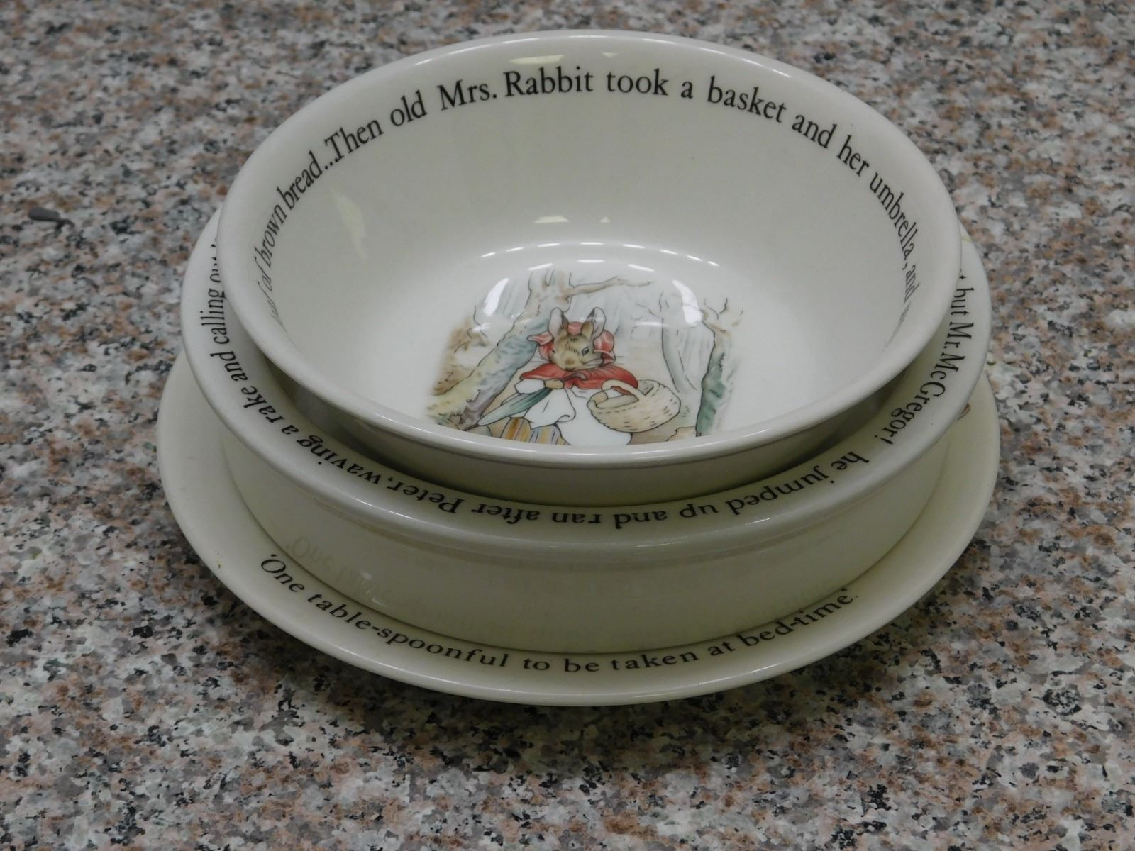 Lot of 3 Wedgewood Peter Rabbit Storybook Plates & Bowl Stackable Child ...