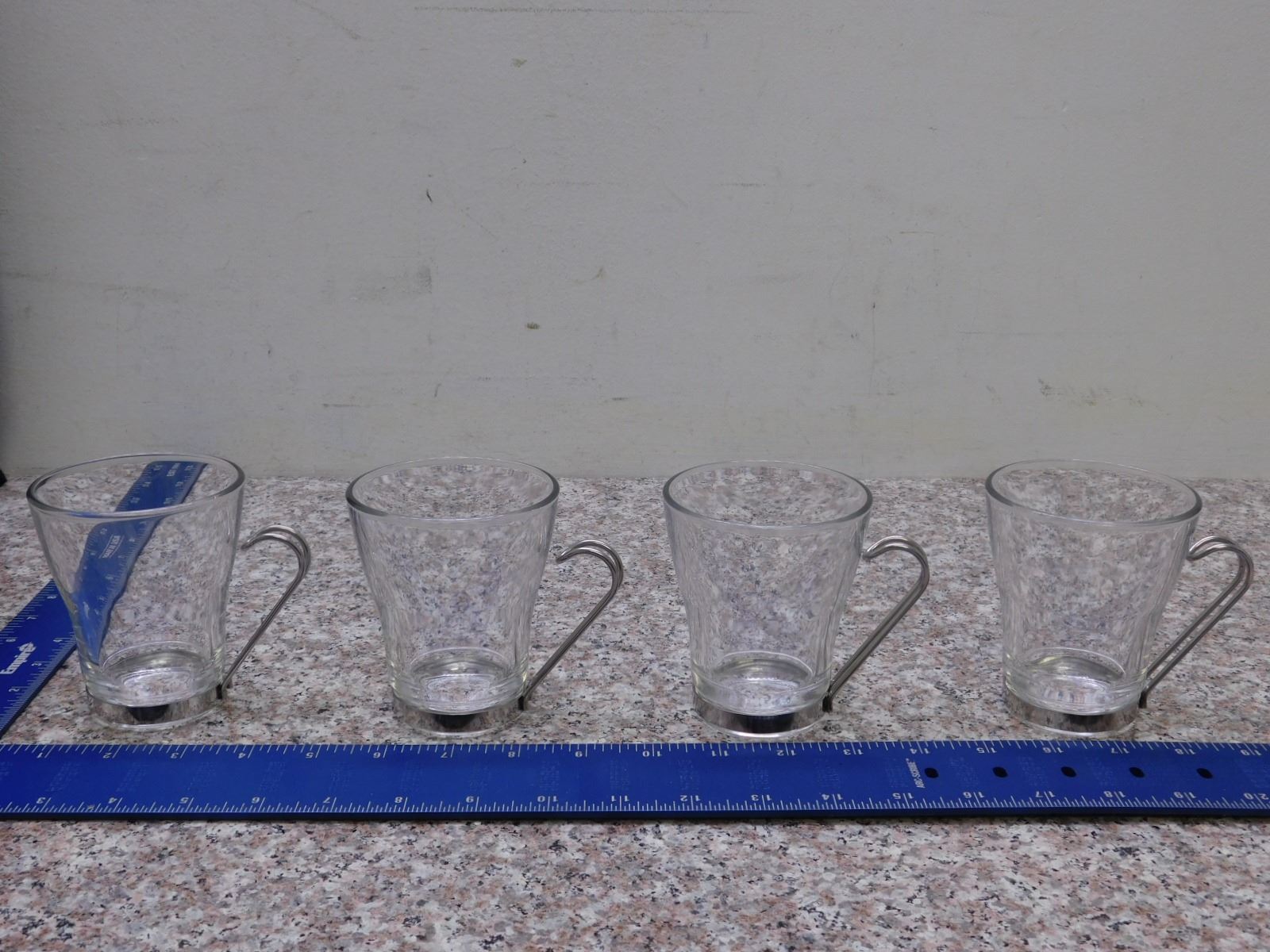 Vintage Italian Glass Bormioli Rocco Tempered Coffee Mugs Lot of 4