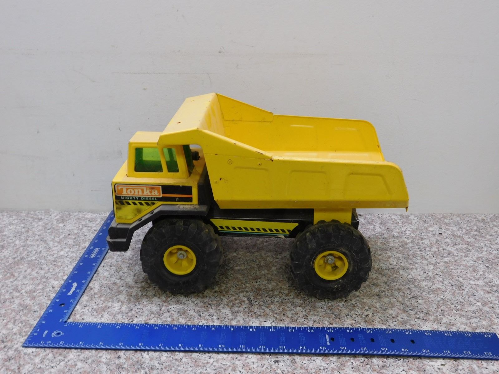 Vintage Tonka Mighty Diesel Dump Truck Yellow Sandbox Toy Pressed Steel