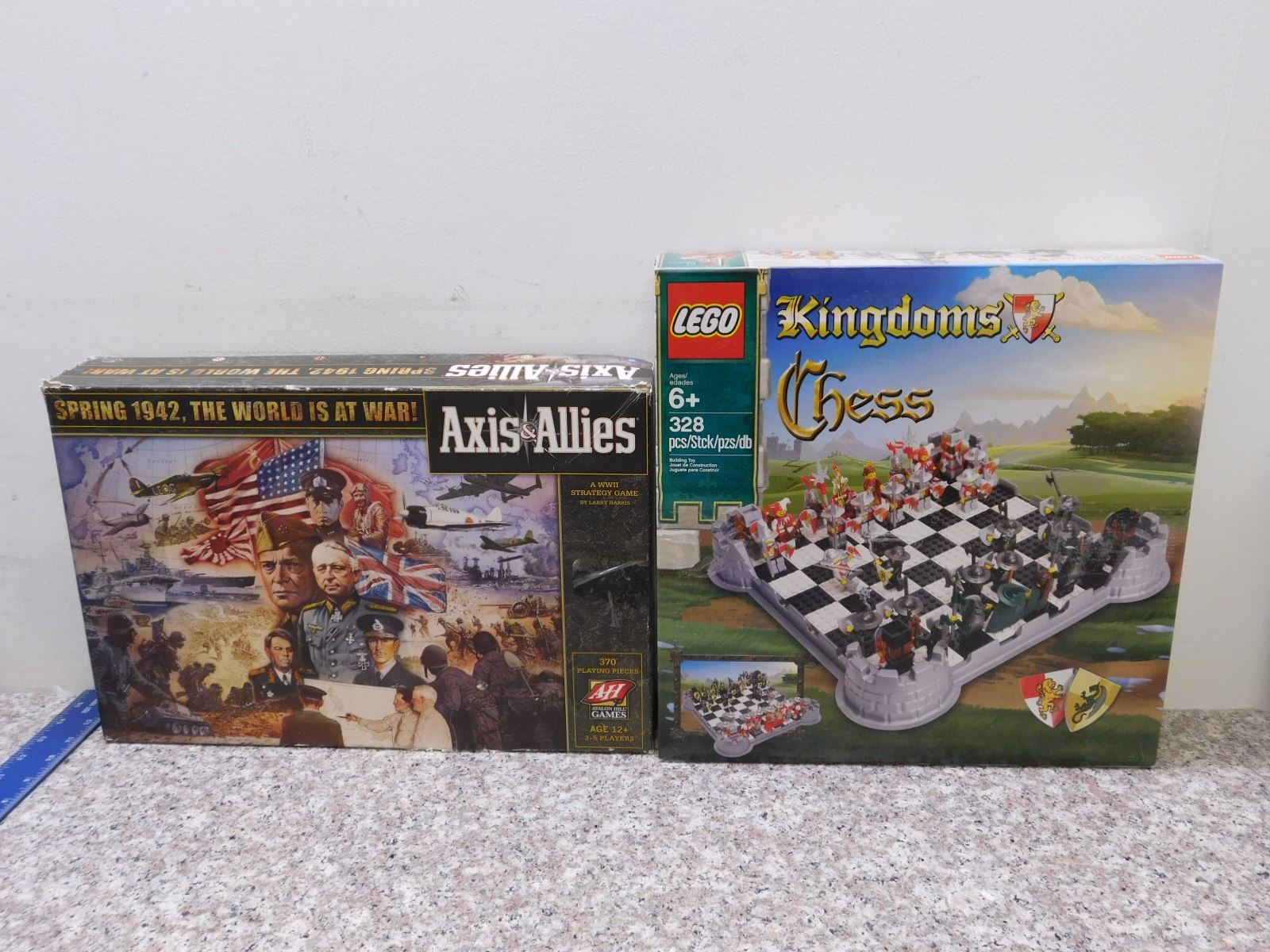 Lot of 2 LEGO Kingdoms Chess and Axis & Allies Board Game Tabletop Opened