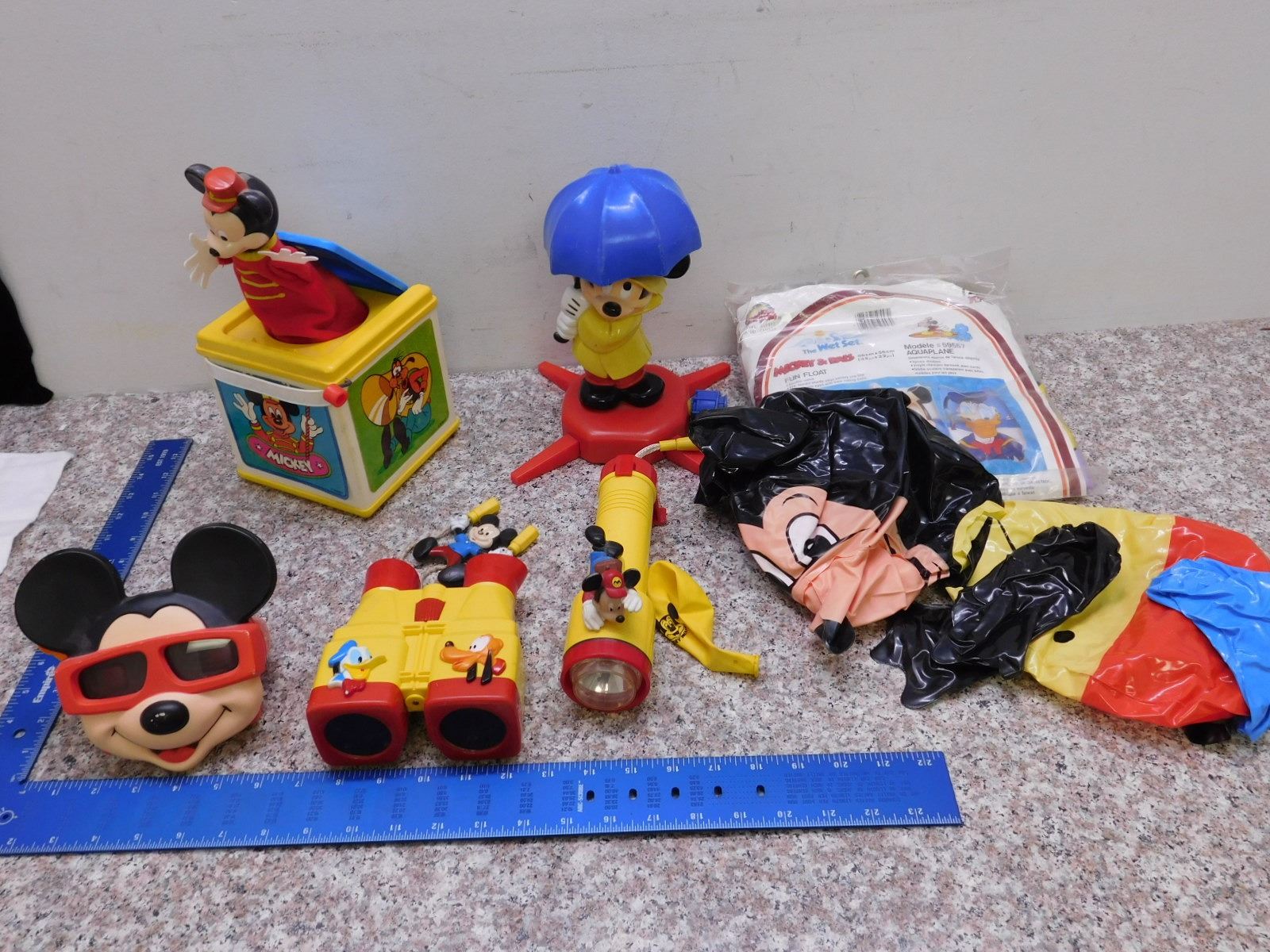 Lot of 7 Vintage Mickey Mouse Disney Misc Toys Goggles Water Toys Etc