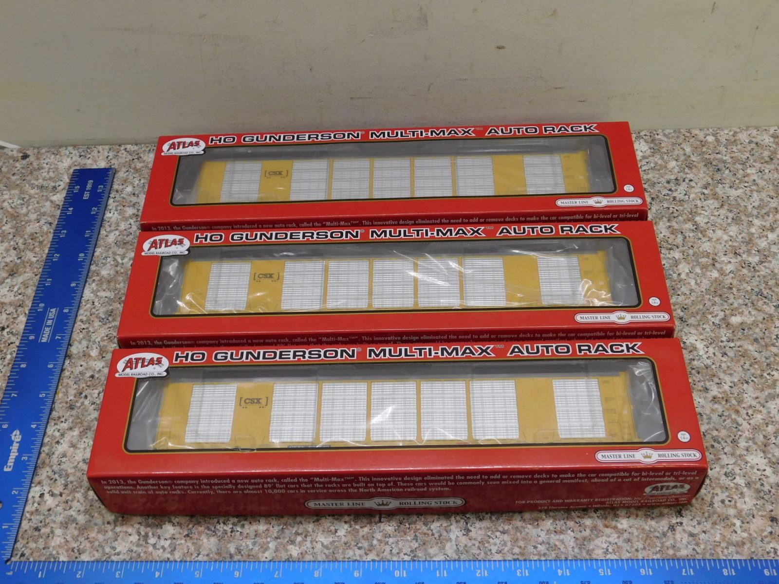 Lot of 3 Atlas HO Gunderson Multi-max Auto Rack HO Model Train Scale Replica