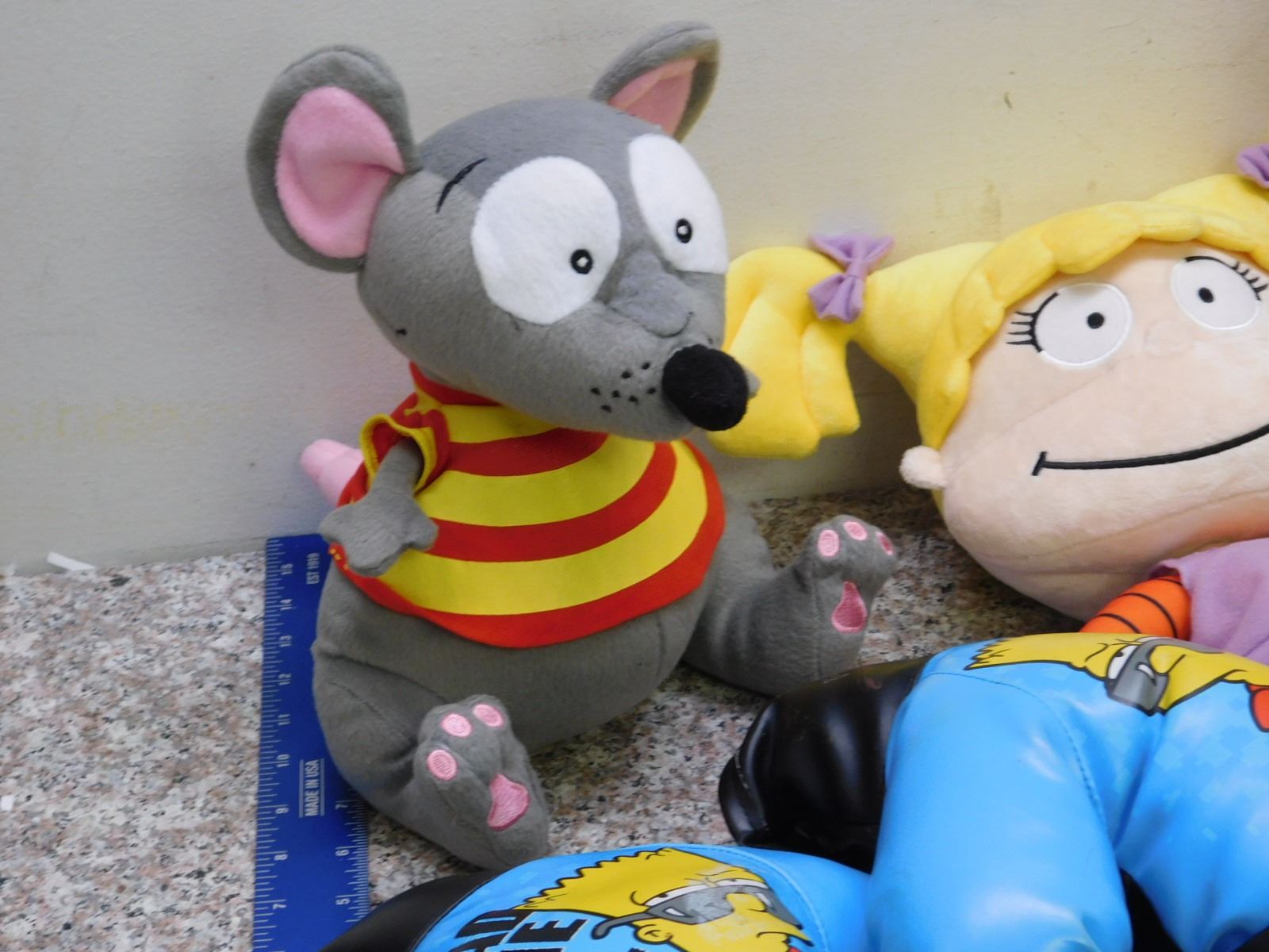 Lot of 7 Plush Rugrats Pokemon Mickey Mouse Bart Simpson Toopy Binoo