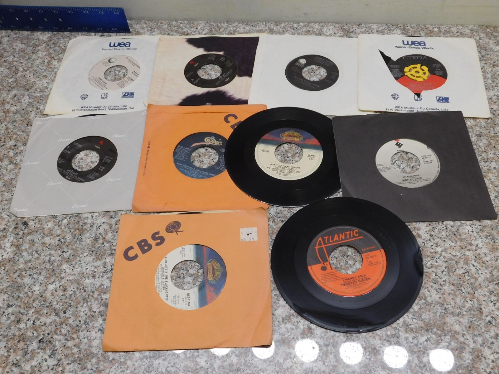 Lot of 10 Hard Rock Heavy Metal Records 45s Guns N Roses Motley Crue ...