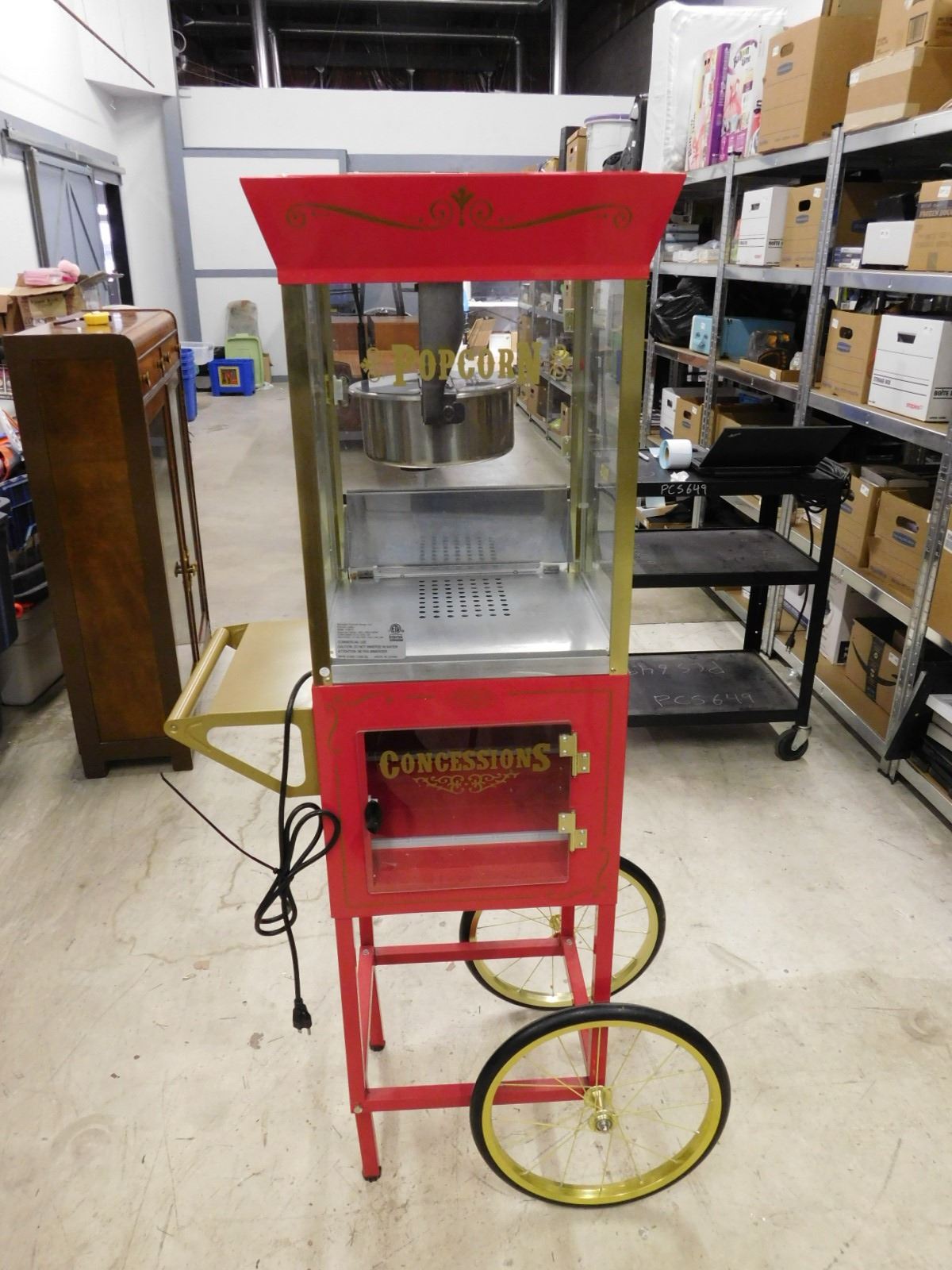 Old Fashioned Movie Popcorn Machine Concessions 59" Tall 32" Wide 15" Long