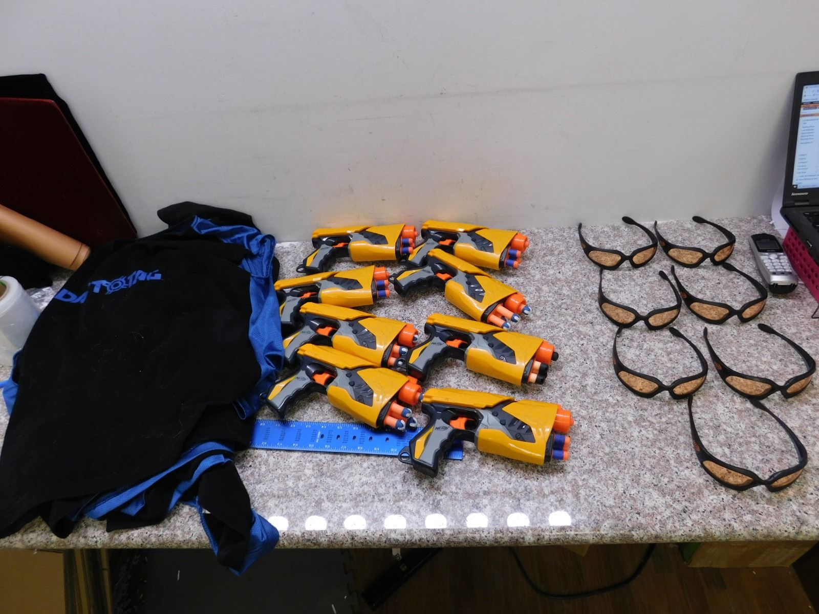 NERF Blue Team Jerseys Shirts, Goggles and Guns TEAM MATCH SET Dart Tag