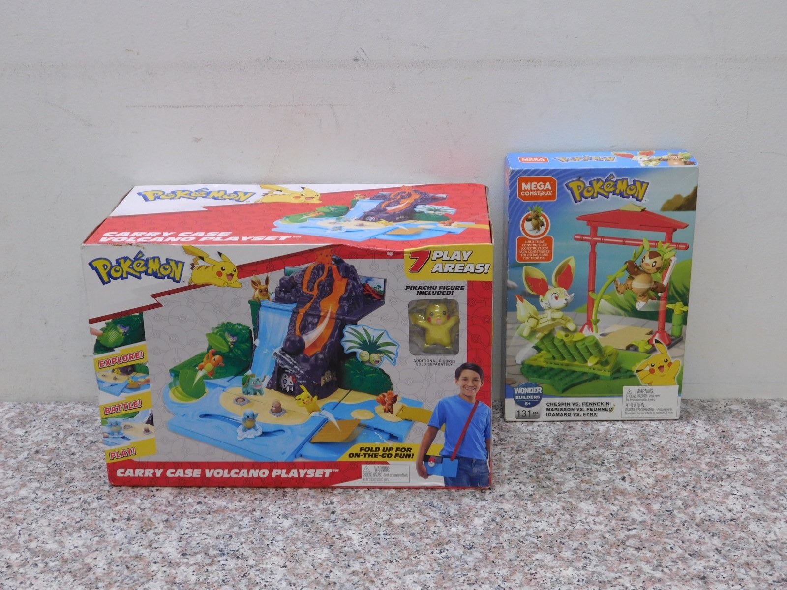 Lot of 2 Pokemon Mega Construx Chespin vs Fennekin and Carry Case ...