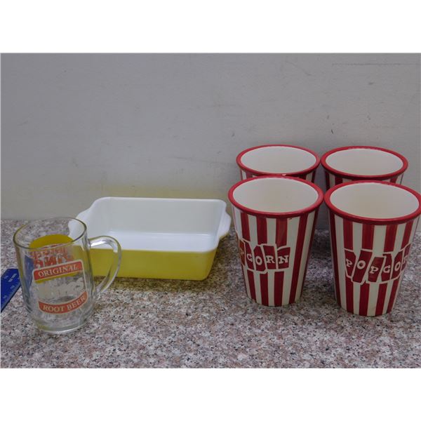 Vintage Style Popcorn Bowls Glass Pyrex Baking Dish Yellow and Root ...