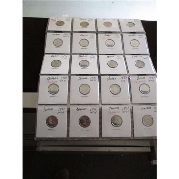 5 TYPE SET 2021 COLORED CANADA DIME SET