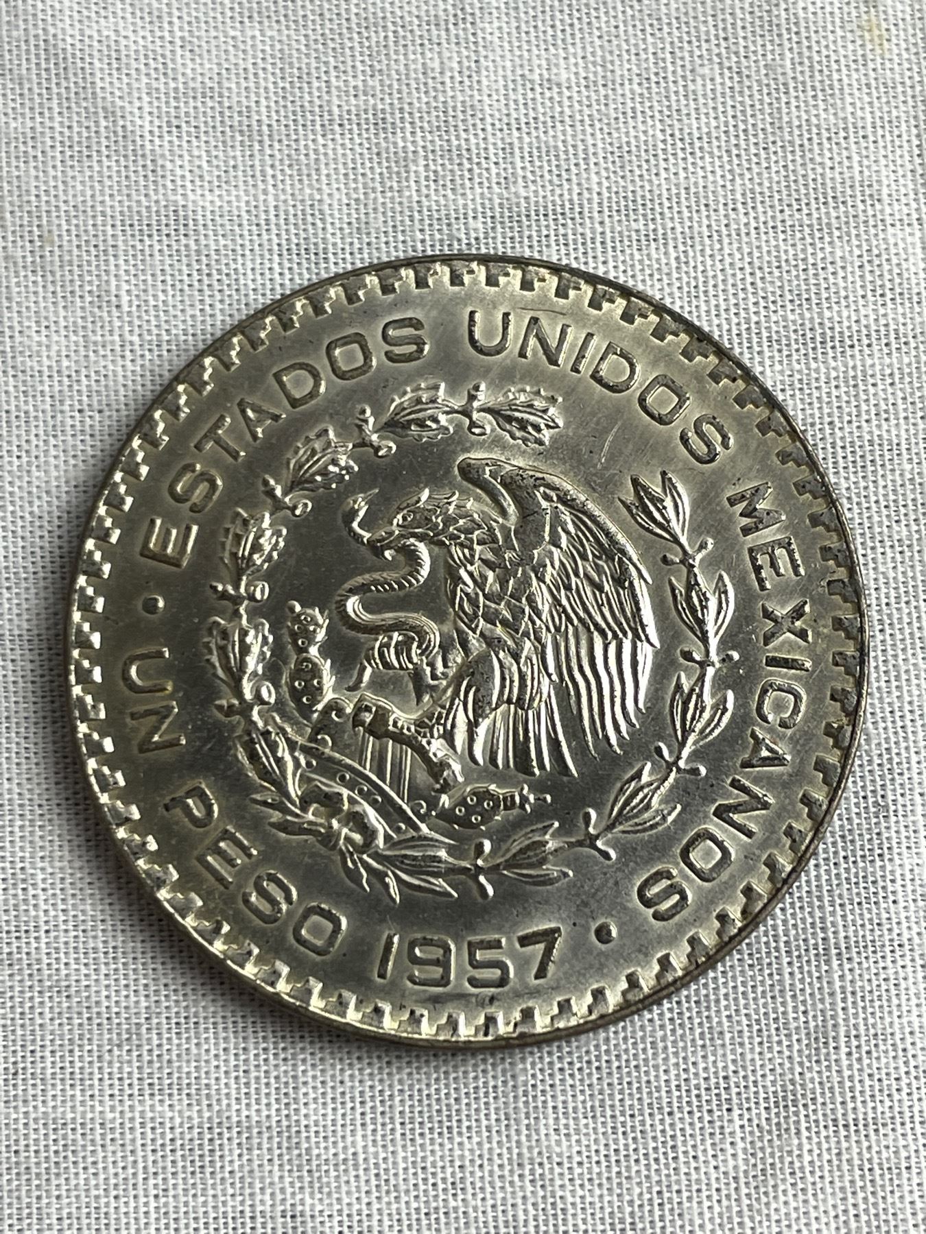1957 Mexico large silver peso high grade