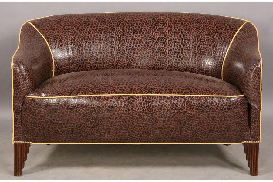 ART DECO SETTEE COUCH SOFA UPHOLSTERED ALLIGATOR
