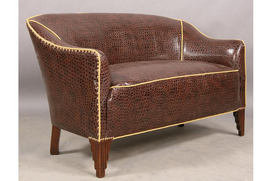 ART DECO SETTEE COUCH SOFA UPHOLSTERED ALLIGATOR