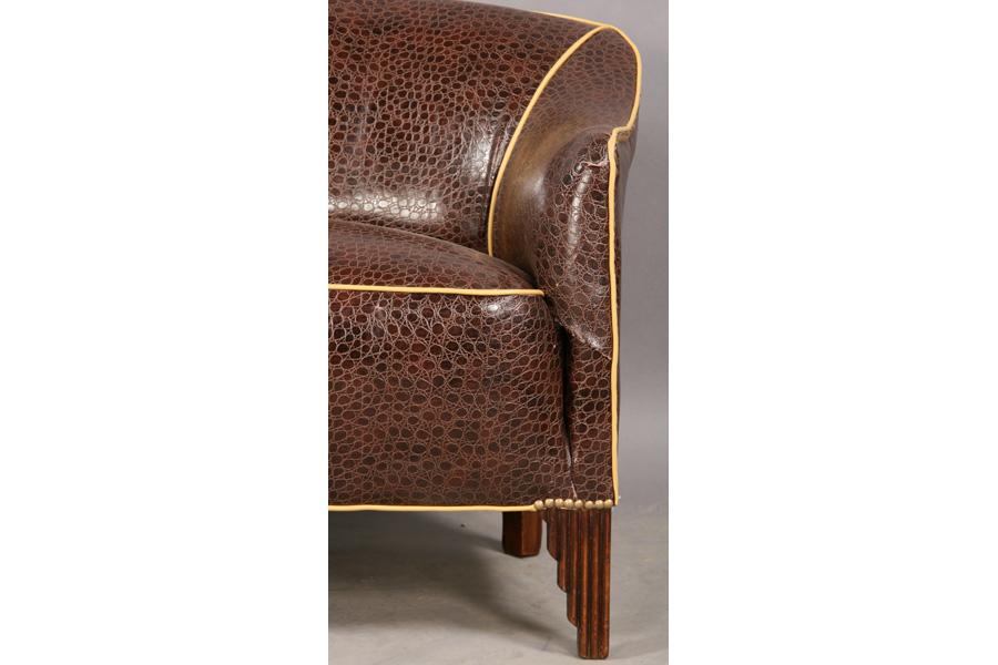ART DECO SETTEE COUCH SOFA UPHOLSTERED ALLIGATOR