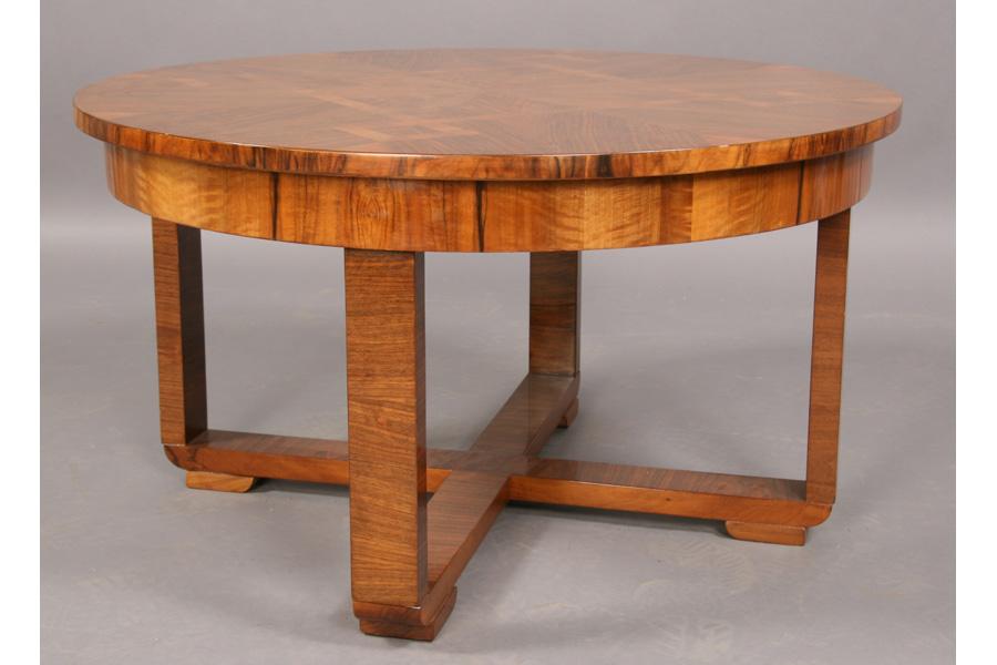 GOOD ART DECO VINTAGE ROUND INLAID COFFEE TABLE