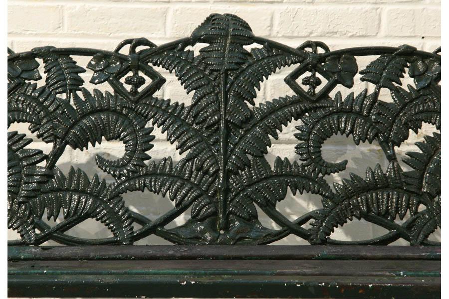 CAST IRON WOOD FERN PATTERN GARDEN BENCH