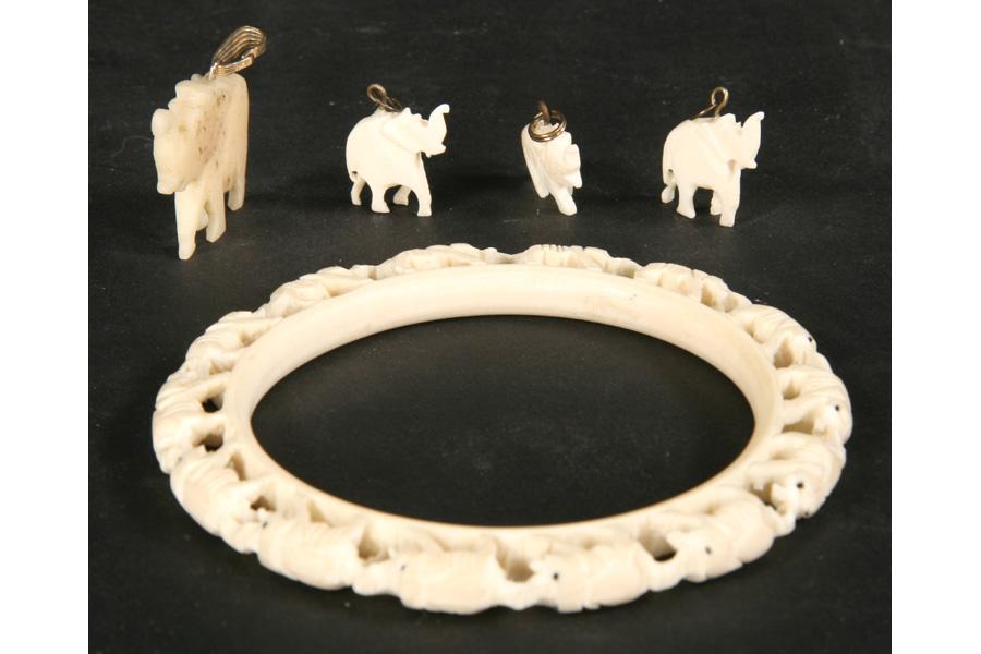 LOT OF 12 PIECES IVORY CARVED MATERIALS