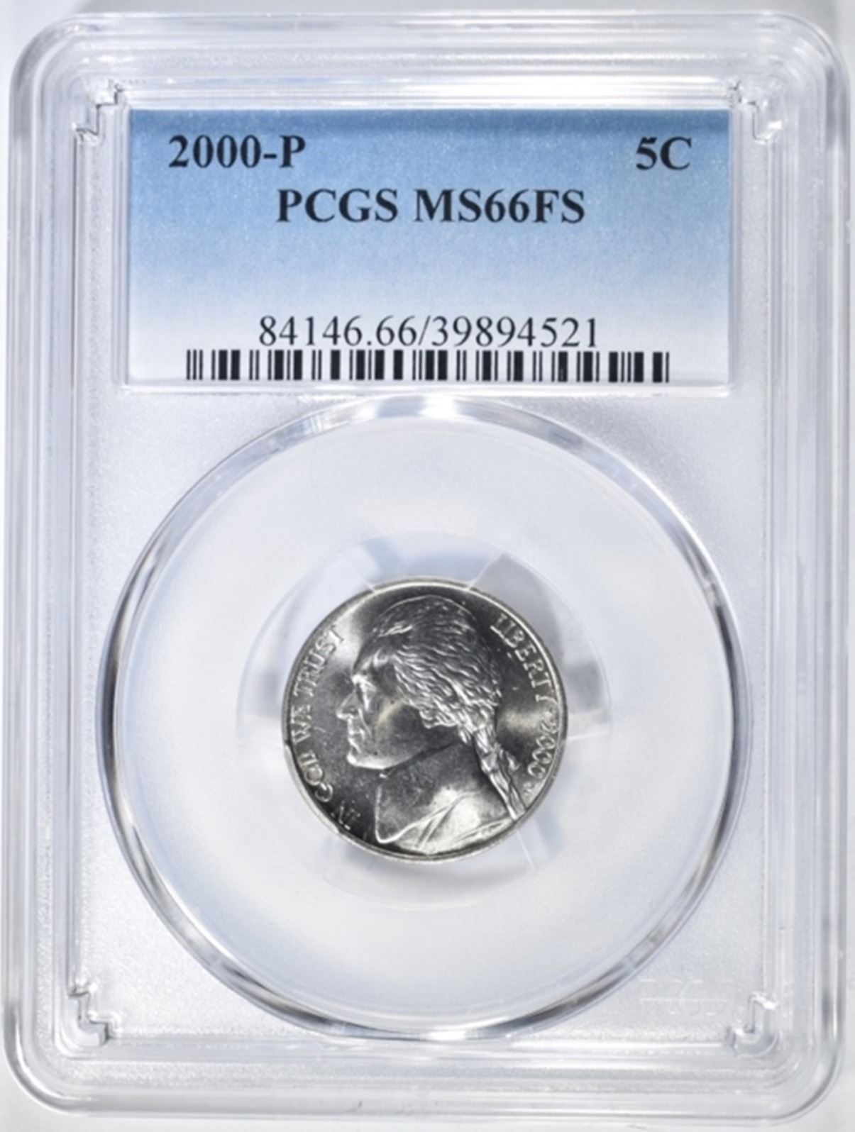 2000-P JEFFERSON NICKEL PCGS MS-66 FS