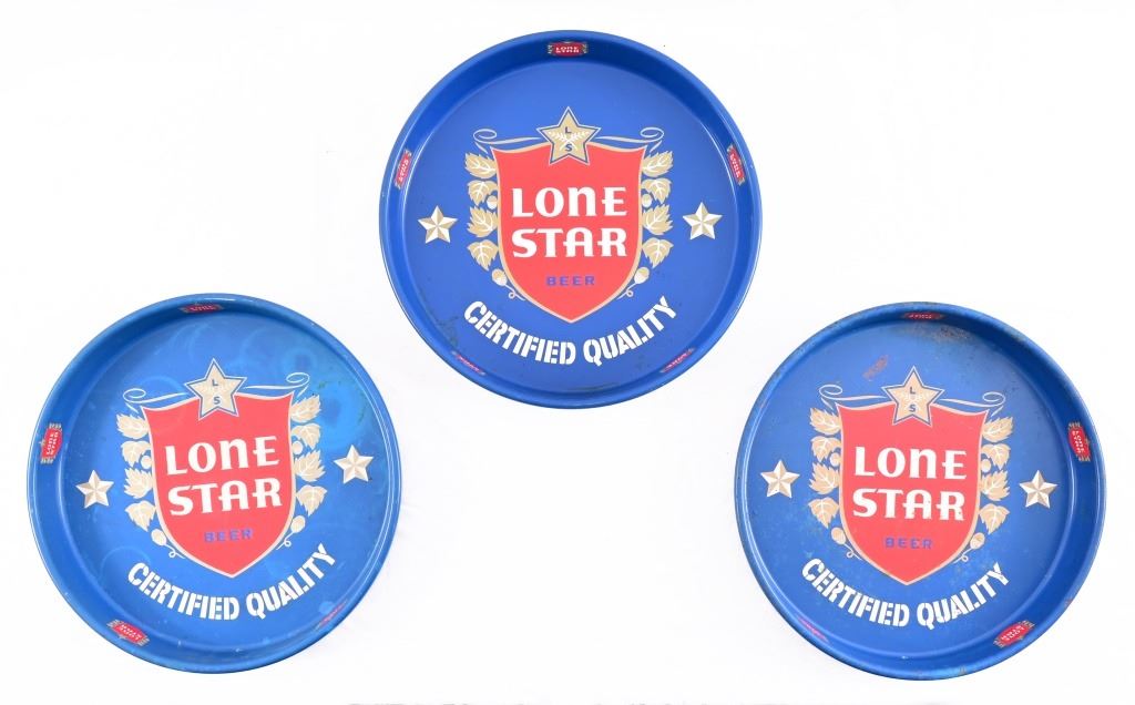 (3) Lone Star Blue Vintage Serving Trays