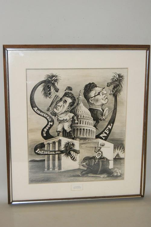 PRESENTED PHOTO ENLARGEMENT OF TED WILLIAMS CARTOON ART