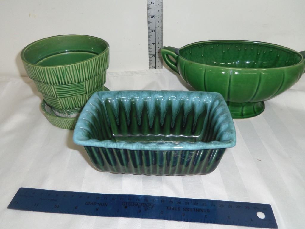 2 - Mc. Coy Green Ware Planters