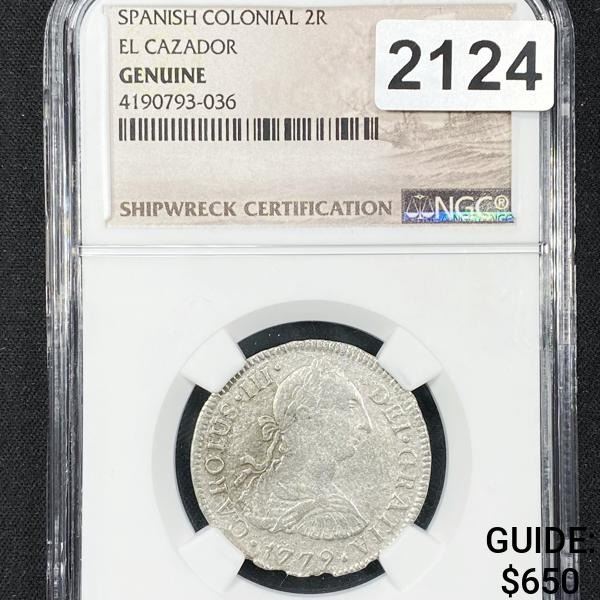 1779 Spanish Colonial 2R El Cazador Shipwreck
