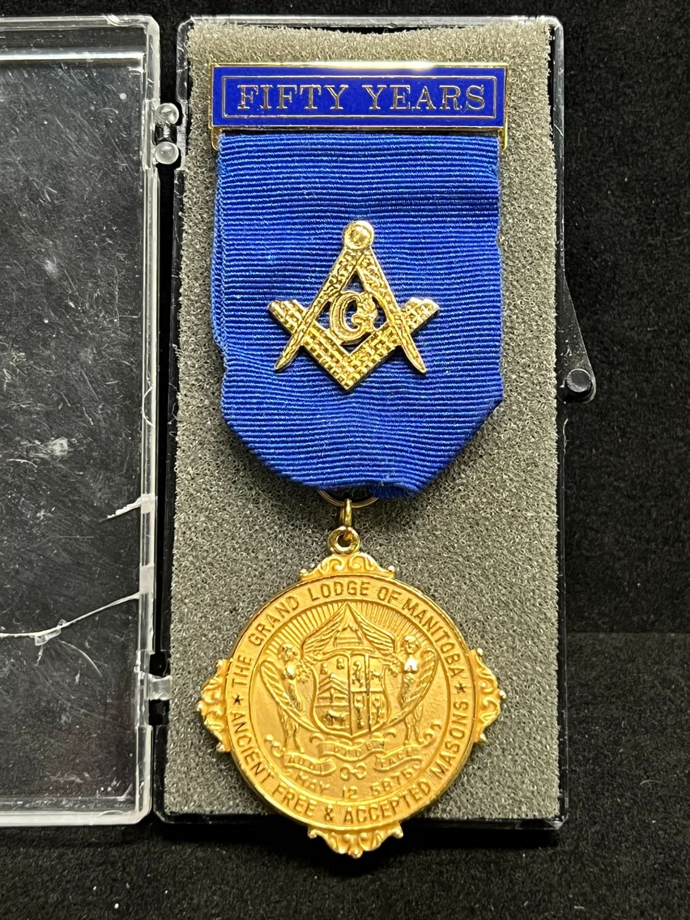 The Grand Lodge Of Manitoba Masons 50 Years Celebration Award Badge ...