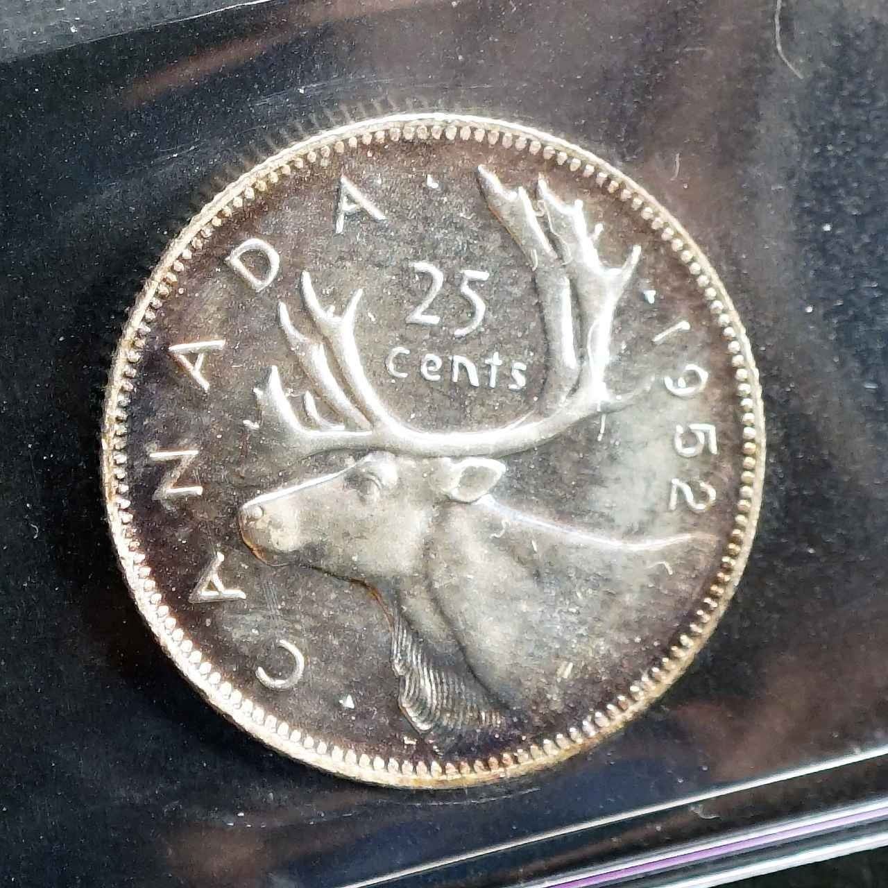 Canada 25 Cents 1952 Low Relief CCCS SPECIMEN 65