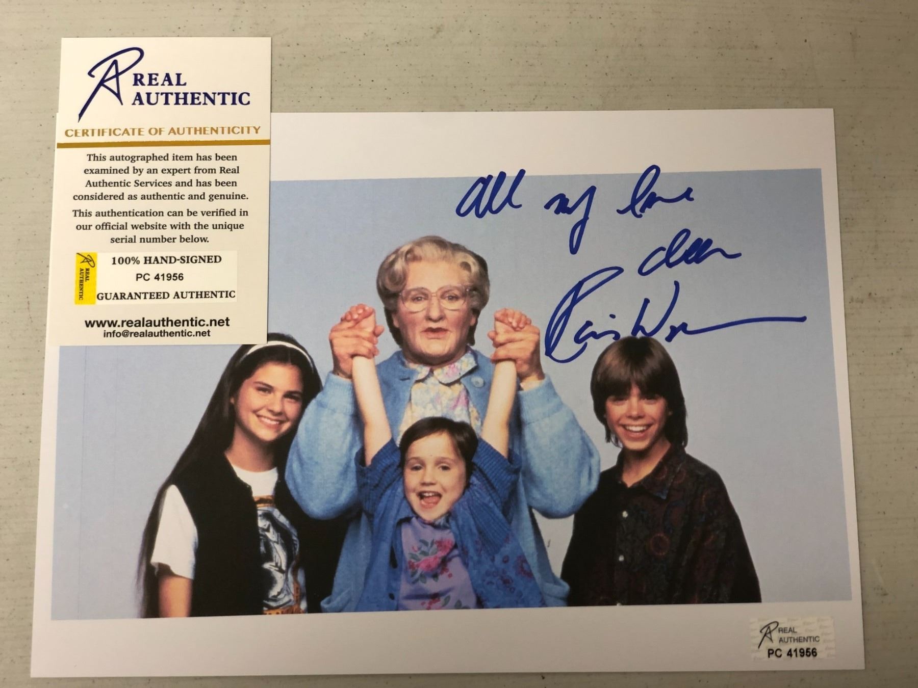"Mrs. Doubtfire" - Print Signed by Robin Williams w/COA from Real Authentic