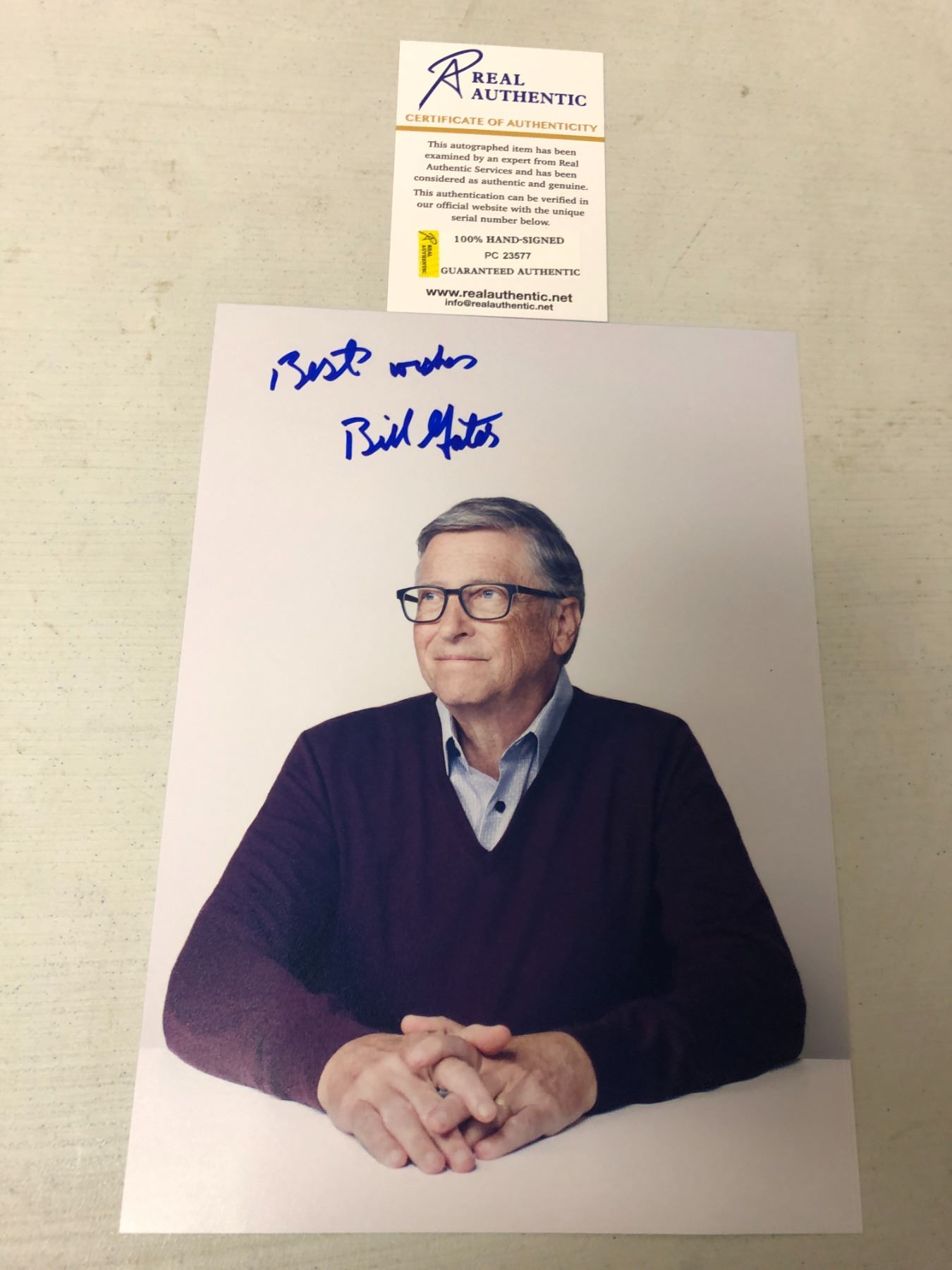 "Bill Gates" Signed Print w/COA from Real Authentic