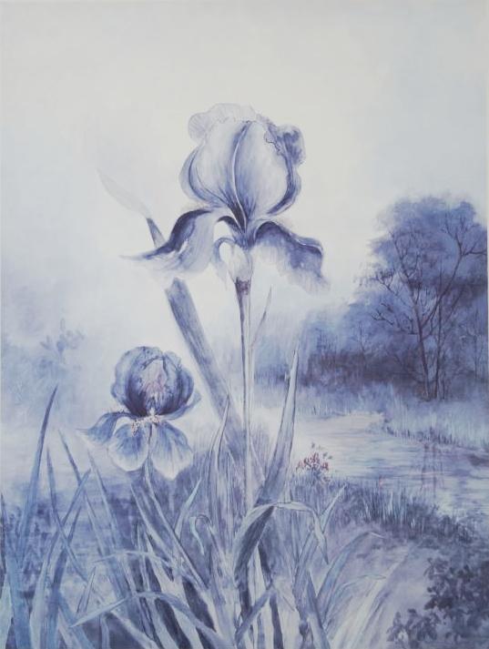 M. Bertrand (American, 20th C.) Floral Landscape, Lithograph