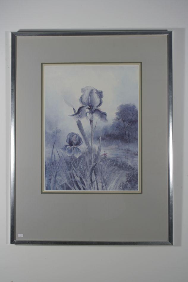 M. Bertrand (American, 20th C.) Floral Landscape, Lithograph